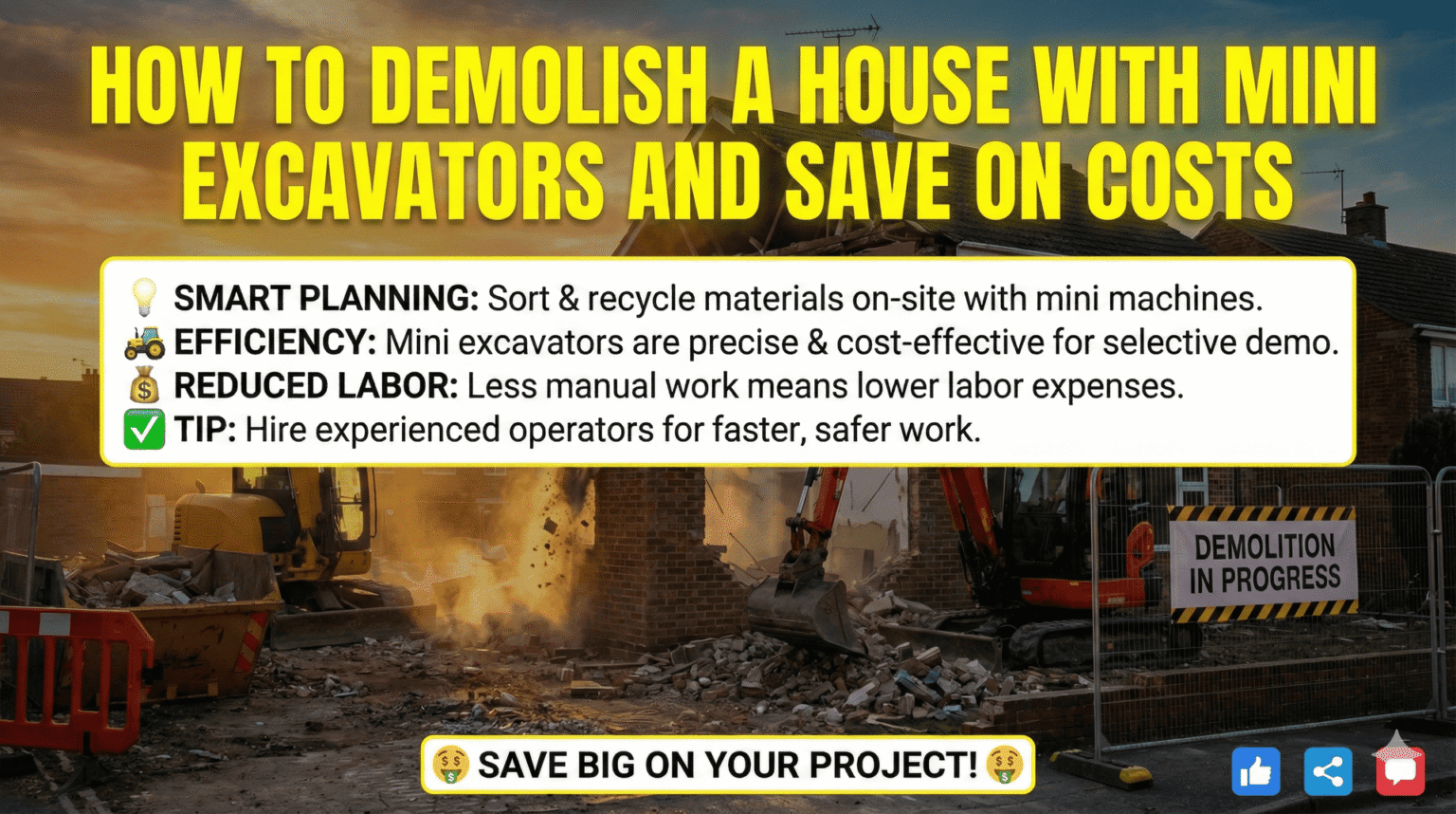 How to Demolish a House With Mini Excavators